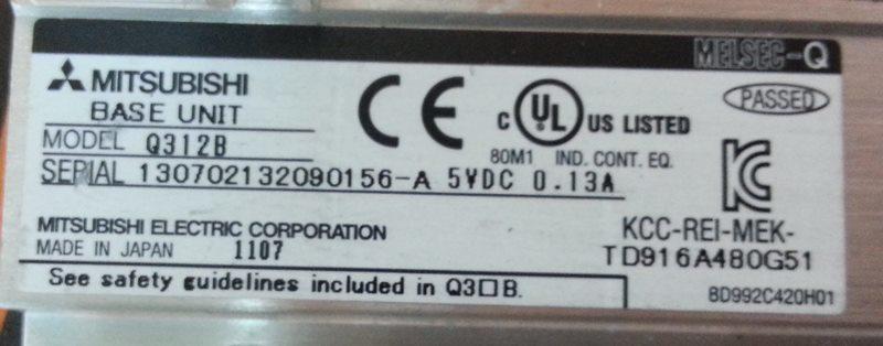 MITSUBISHI MELSEC-Q Q312B BASE UNIT MODULE - 裕益科技自動化設備可程式編碼器PLC分散式控制系統DCS